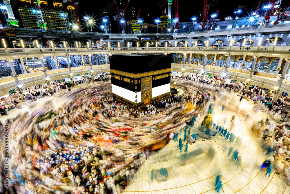 Crowd of people making Tawaf around The Holy Kaaba in Makkah during ...