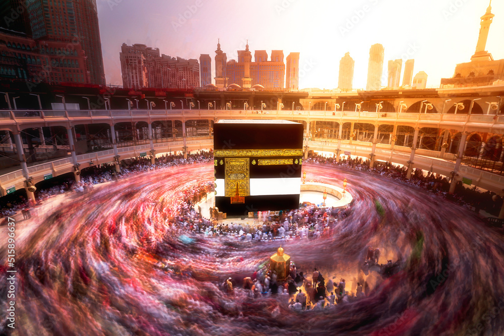 Crowd of people making Tawaf around The Holy Kaaba in Makkah during ...
