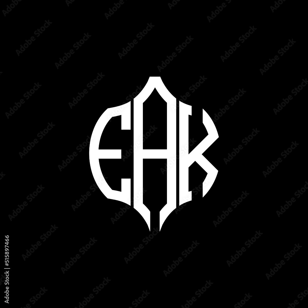 EAK letter logo. EAK best black background vector image. EAK Monogram ...