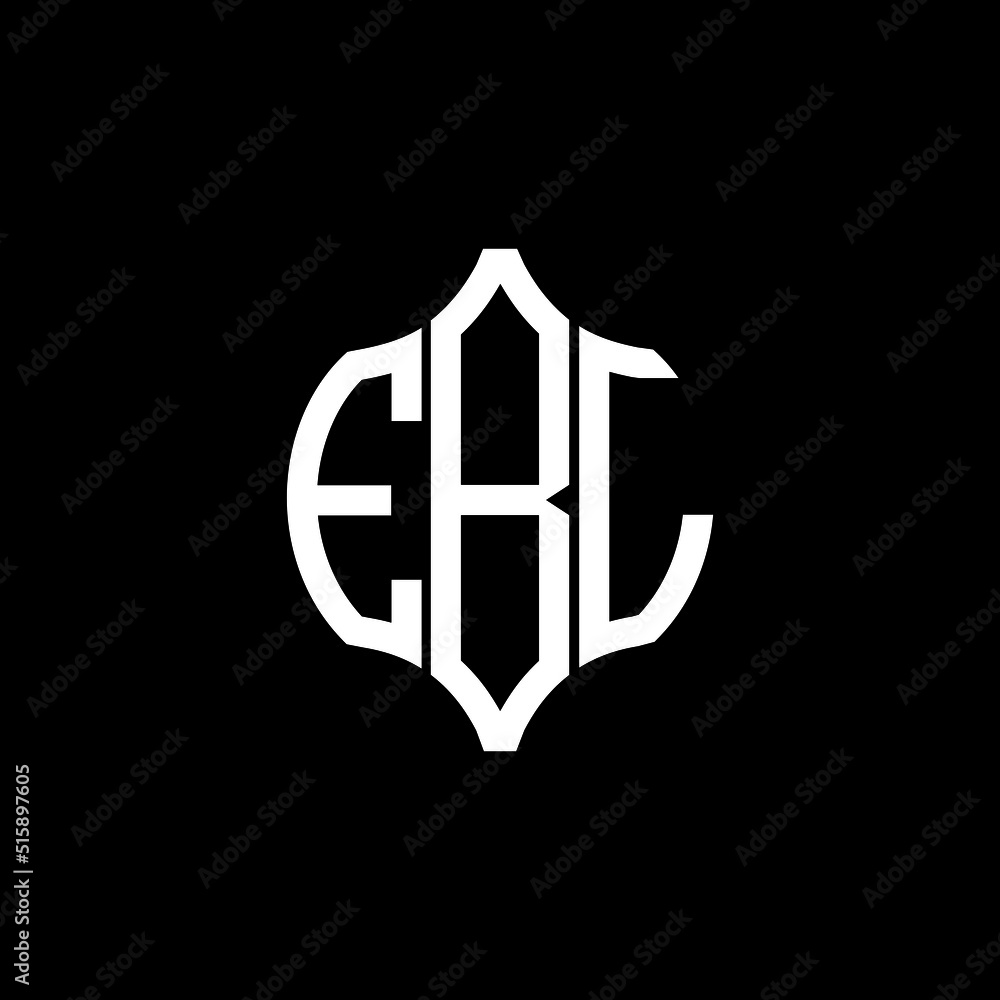 EBL letter logo. EBL best black background vector image. EBL Monogram ...