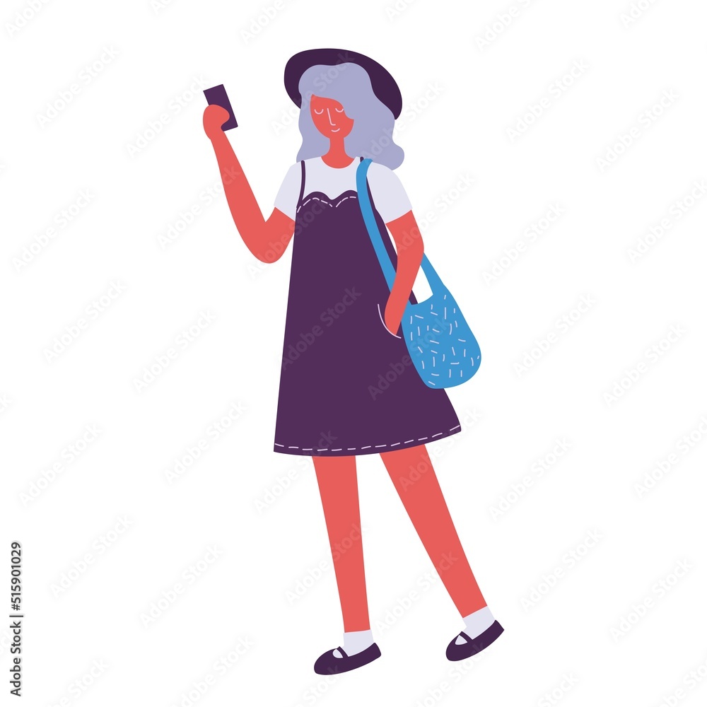 Young woman wearing stylish clothes. Fashionable woman at fashion week ...