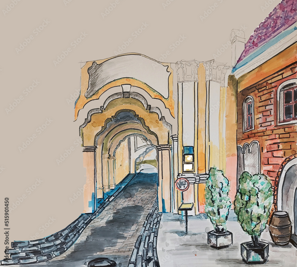 Street of Vilnius Old Town, Lithuania. Historical architecture ...