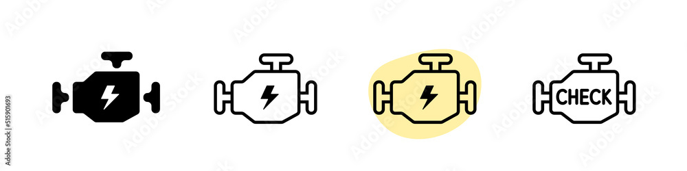 Engine icon. Set of vector icons. Check engine. Vector clipart isolated ...