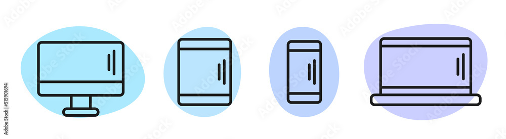 Gadgets. Computer icons. Monitor, tablet, smartphone, laptop. Vector ...