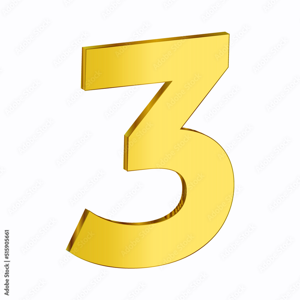 Number 3 Vector Gold Gradient Color Free Vector Png Stock Vector ...