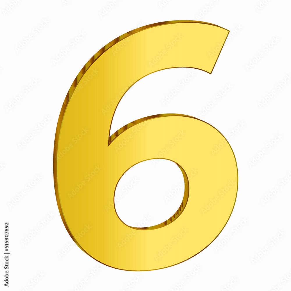 Number 6 Vector Gold Gradient Color Free Vector Png Stock Vector ...