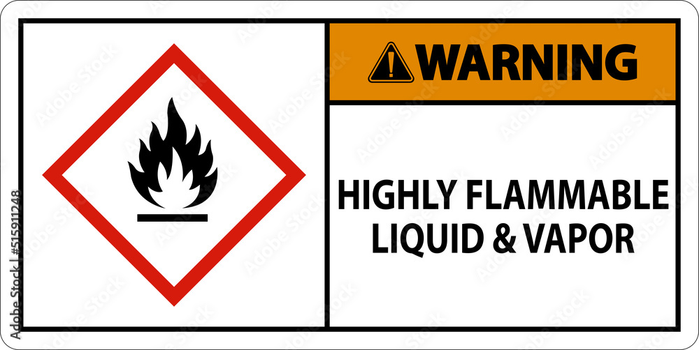 Warning Highly Flammable Liquid and Vapor GHS Sign Stock Vector | Adobe ...