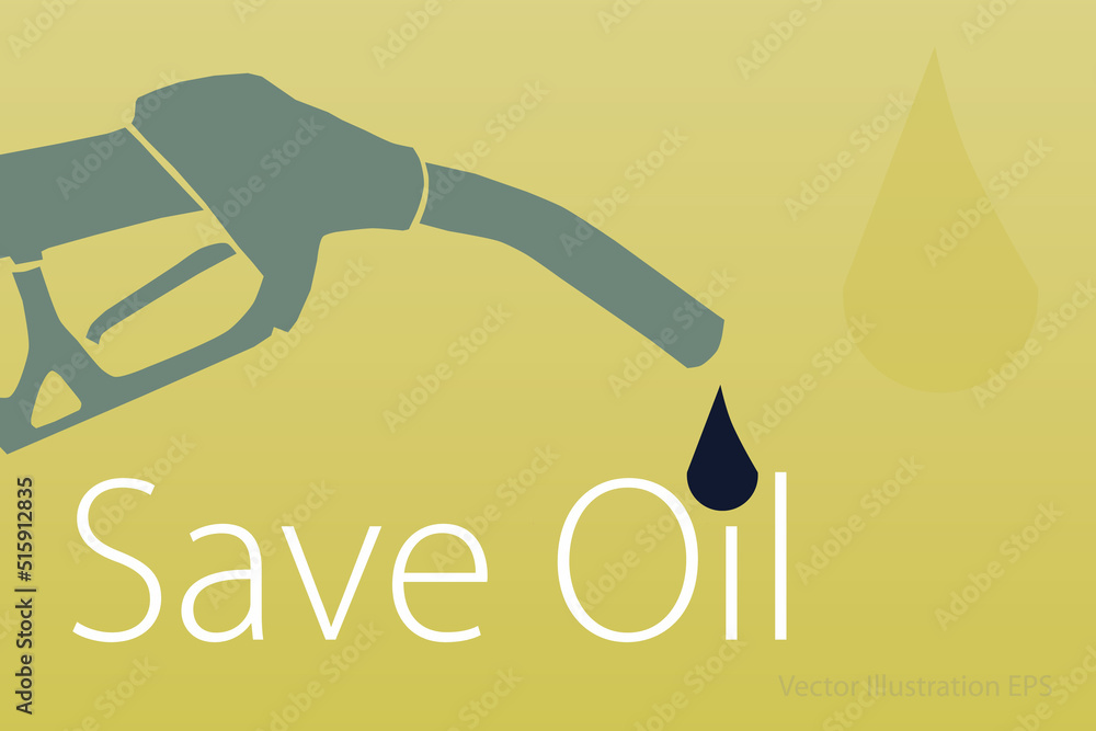 Gasoline fuel pump nozzle and oil drop with request to save oil and ...