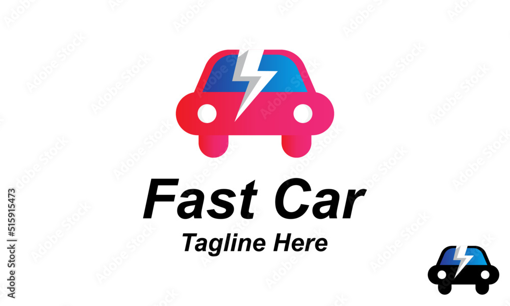 Fast Car Logo Design Template With Flash. Auto Detailing Logo Design ...
