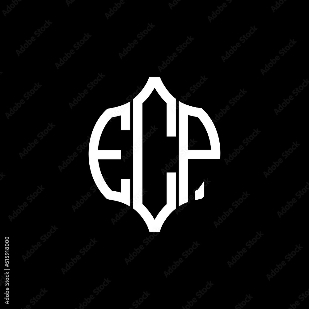 ECP letter logo. ECP best black background vector image. ECP Monogram ...
