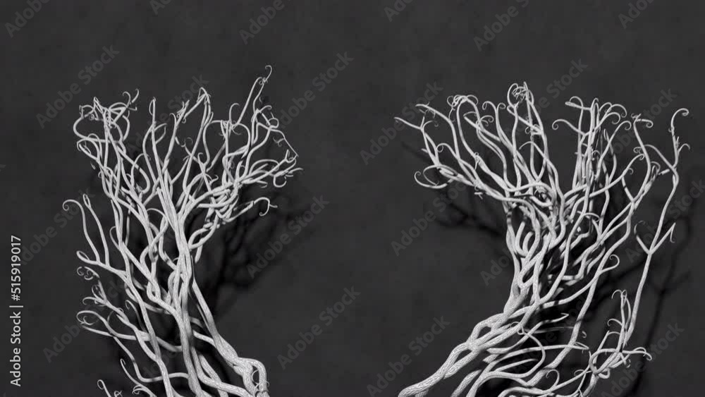 Tree growing animation. Tree unrolling concept. Black and white ...