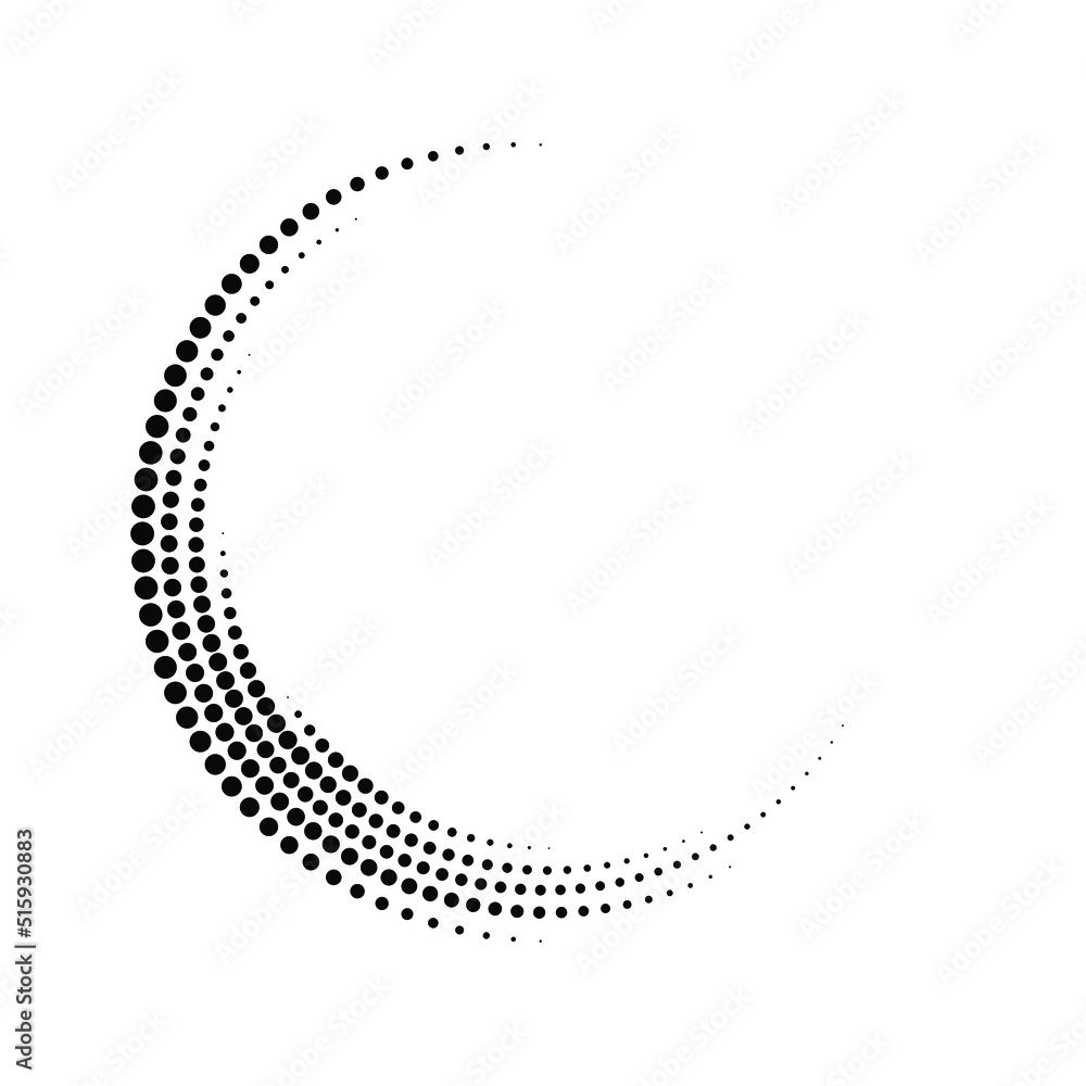 Halftone dotted lines in semi circle form. Vector illustration ...