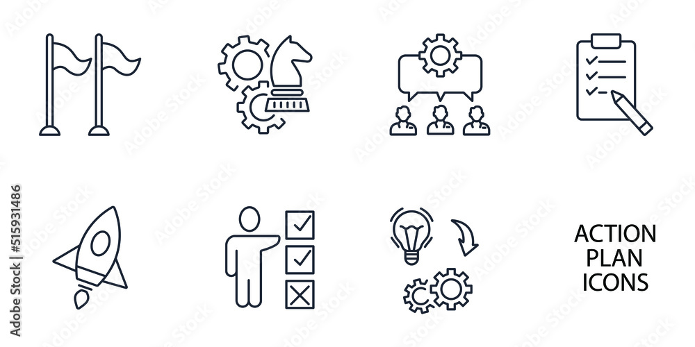 action plan icons set . action plan with pack symbol vector elements ...