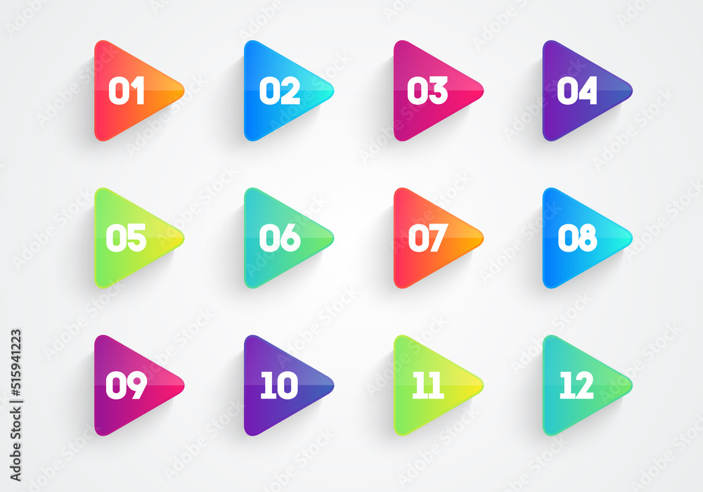 Colorful Triangle Shaped Bullet Points Stock Vector | Adobe Stock