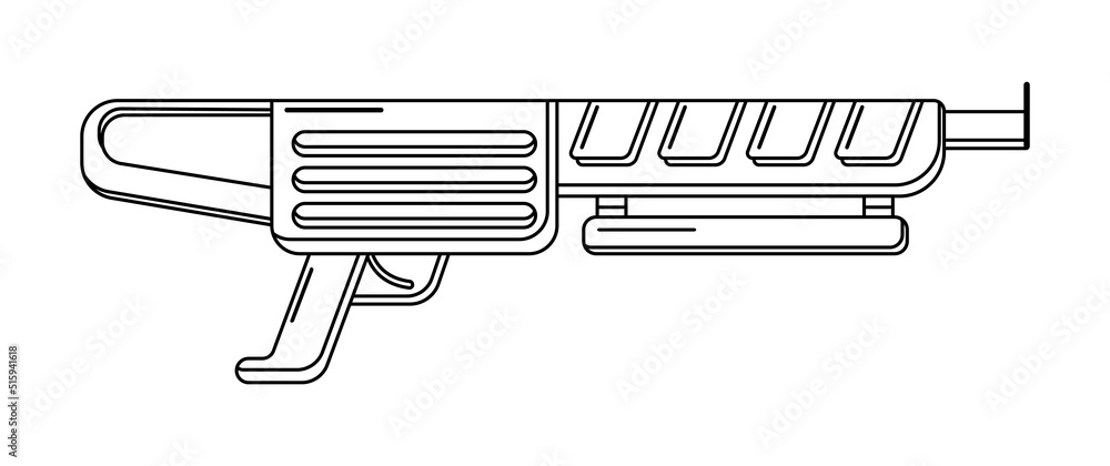 Vector linenear blaster on white. Isolated outline toy gun for coloring ...