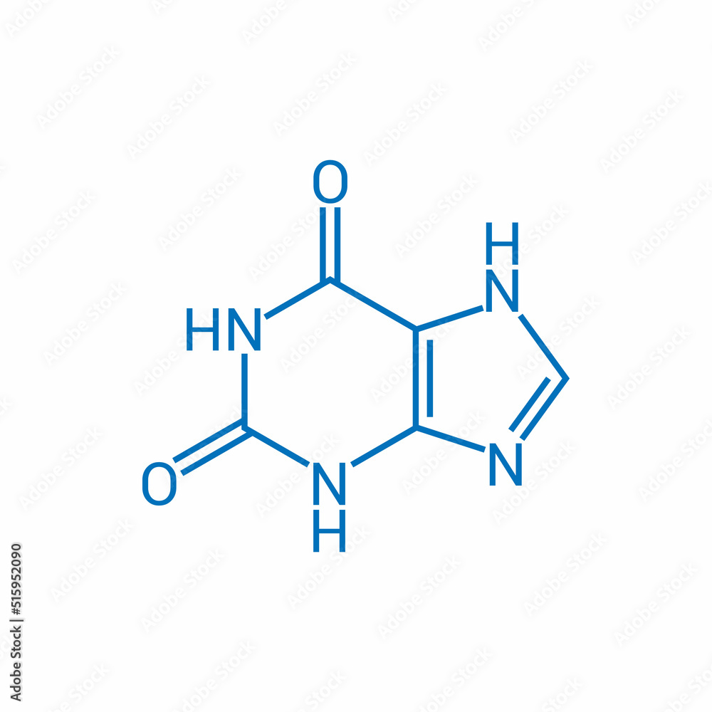 chemical structure of xanthine (C5H4N4O2) Stock Vector | Adobe Stock