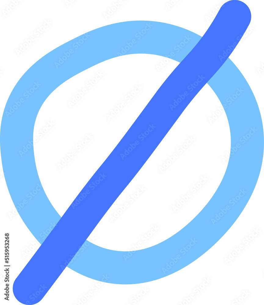 Hand drawn of blue empty set or null set or void set. Mathematical symbol of empty set. Vector ...