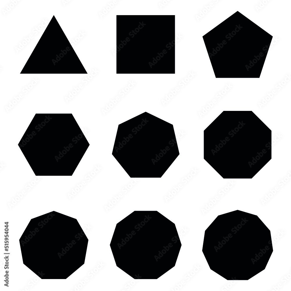 Different types of regular polygons. 2d geometric shapes. triangle ...