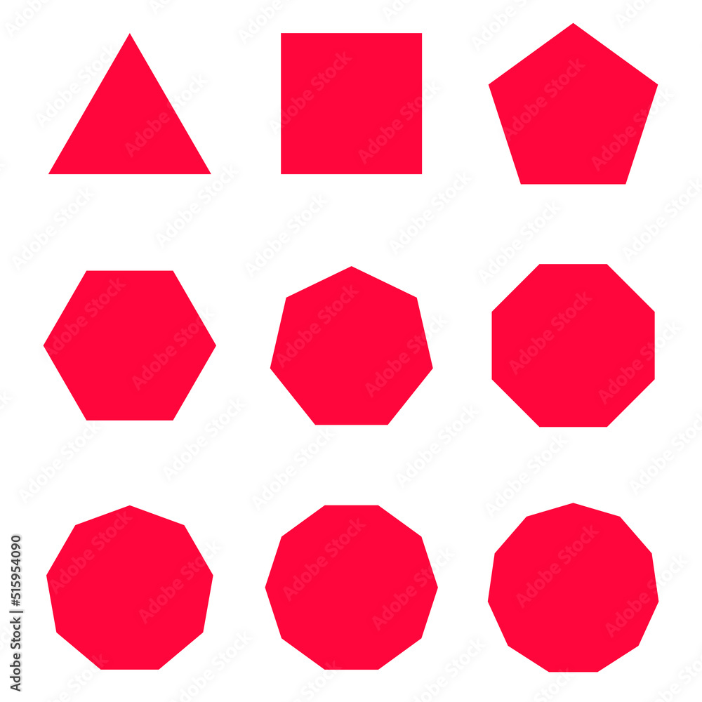 Different types of regular polygons. 2d geometric shapes. triangle ...