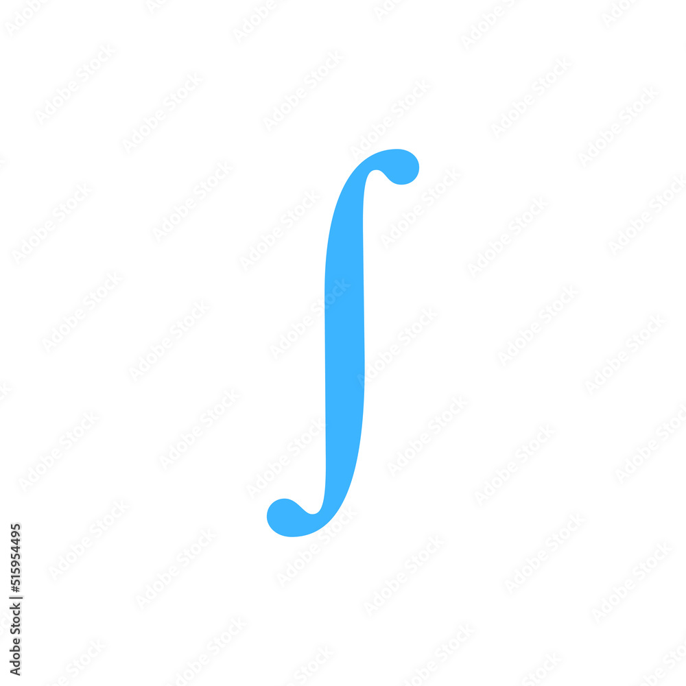 blue integral symbol mathematics vector illustration isolated on white ...