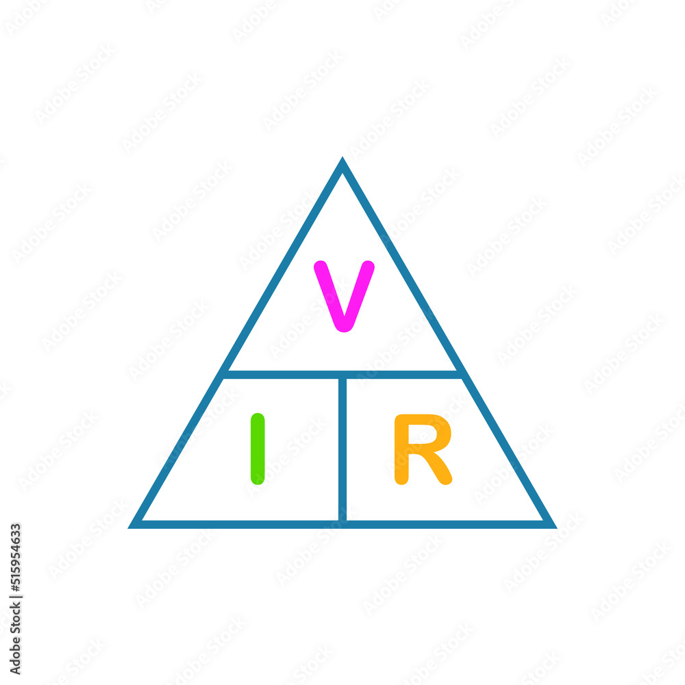 Ohm's law triangle. Voltage, current and resistance triangle formula ...