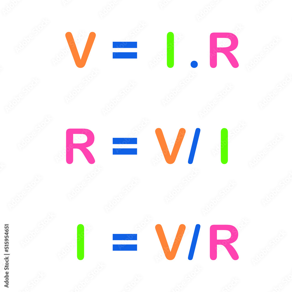 Ohm's law formula. Voltage, current and resistance formula vector ...