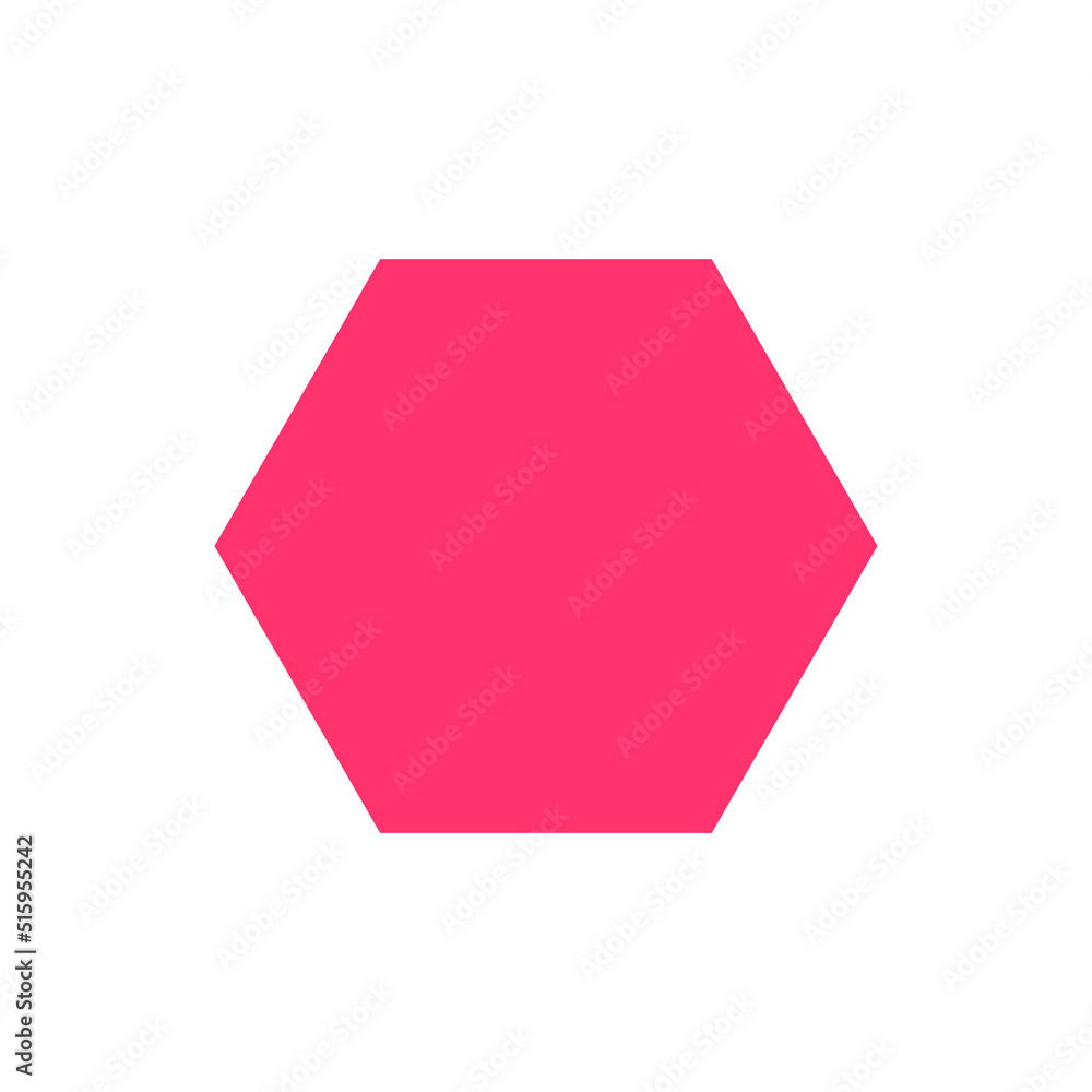 2D hexagon shape in mathematics. Red hexagon shape drawing for kids ...