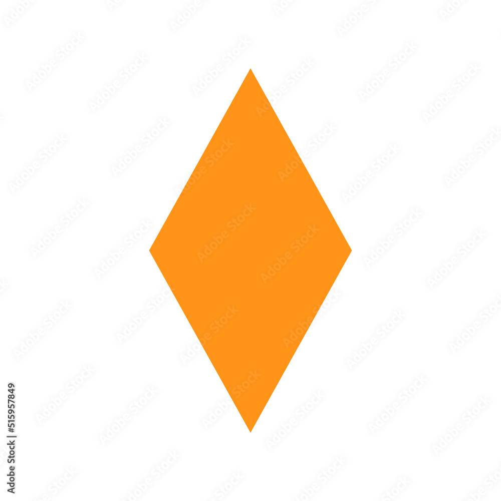 2D rhombus shape in mathematics. Orange rhombus shape drawing for kids ...