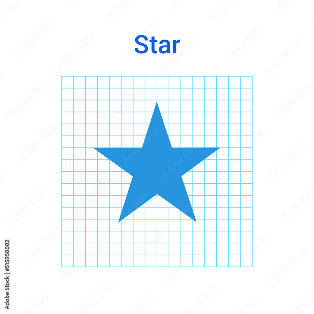 2D star shape in mathematics. Blue star shape drawing for kids isolated ...