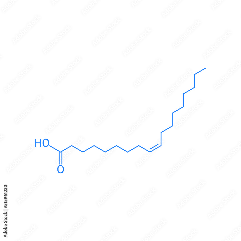 chemical structure of Oleic acid (C18H34O2) Stock Vector | Adobe Stock