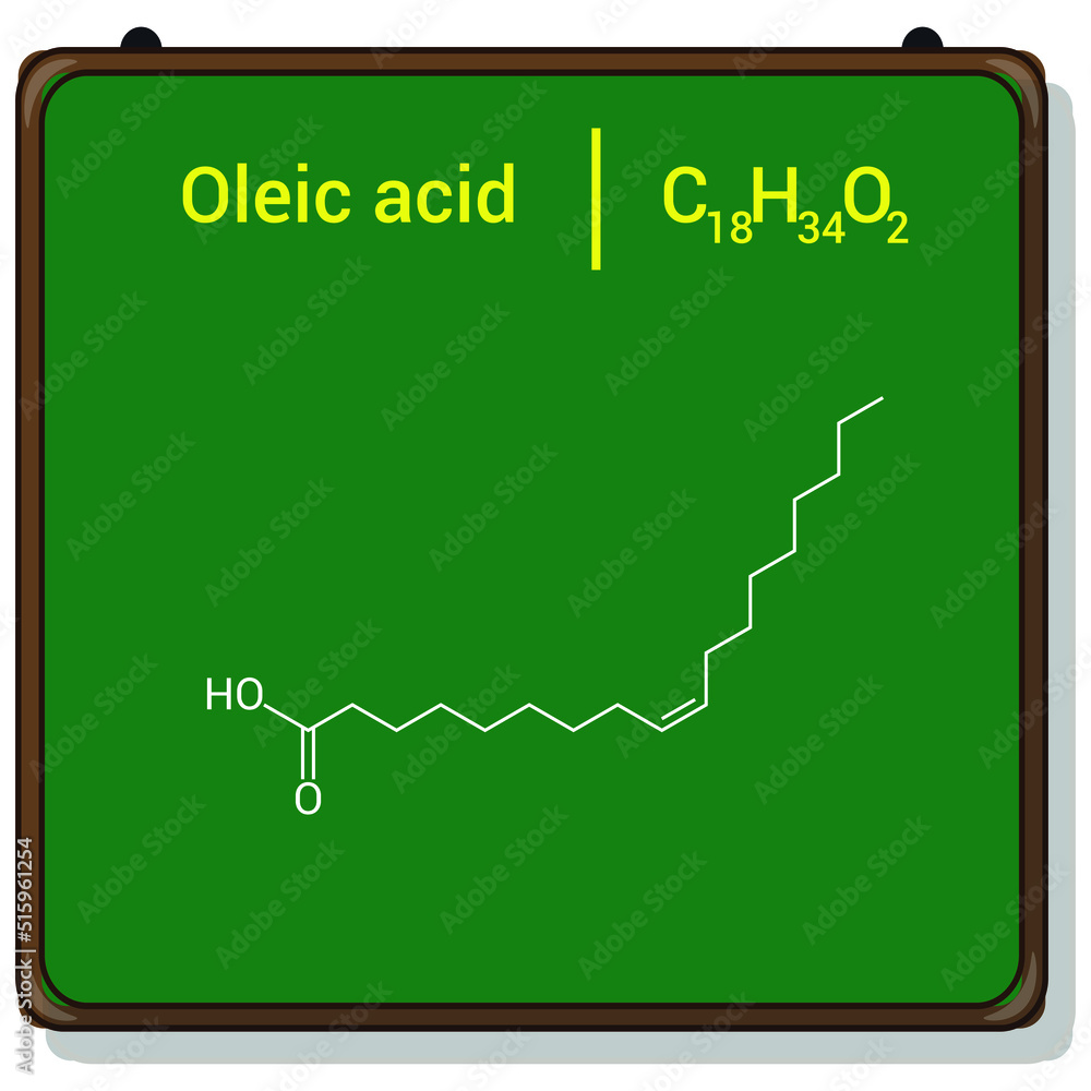chemical structure of Oleic acid (C18H34O2) Stock Vector | Adobe Stock