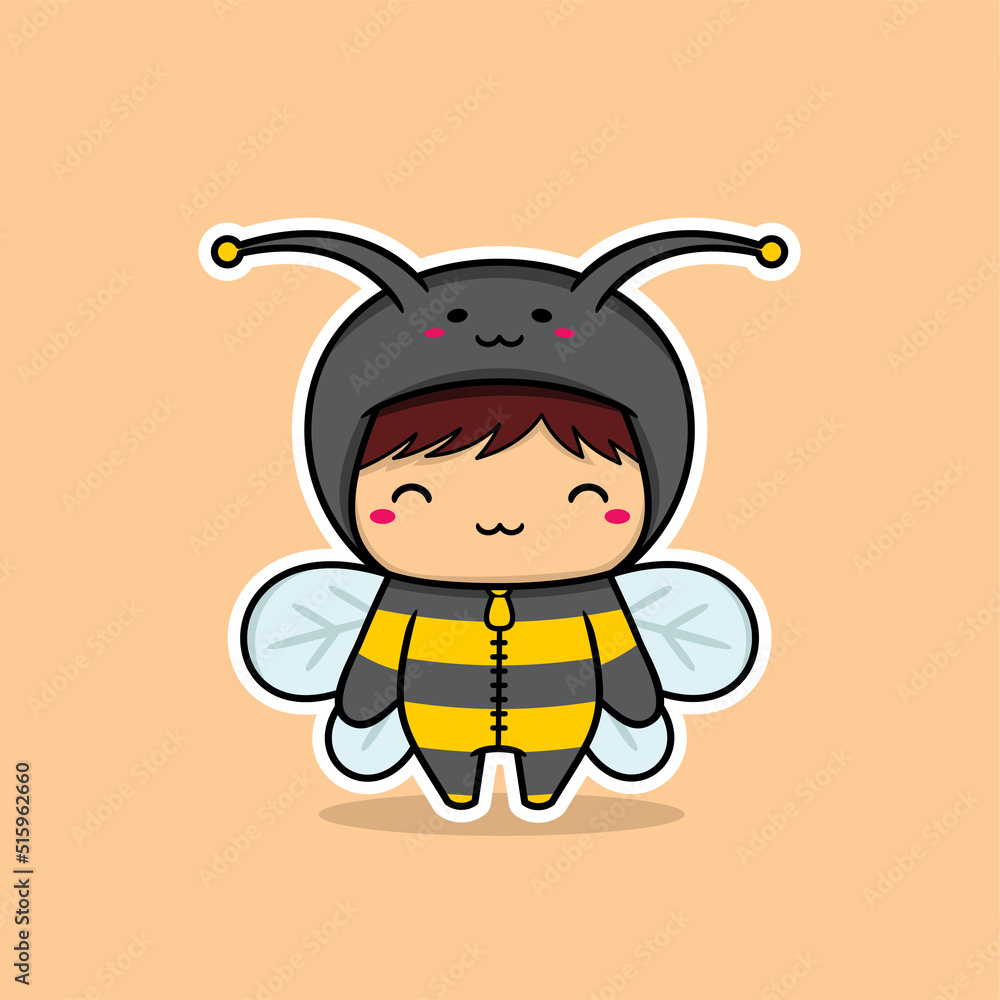 vector illustration of a little boy wearing a bee costume Stock Vector ...