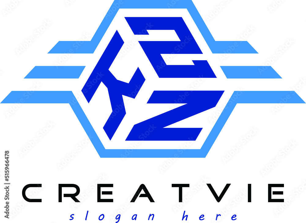 KZN three letter geometrical wings logo design vector template ...