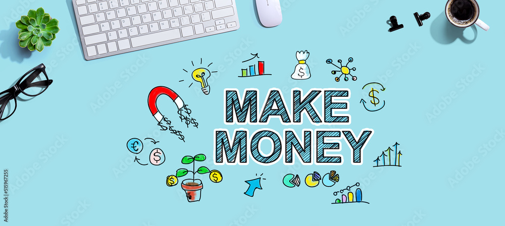 Make Money with a computer keyboard and a mouse Stock Photo | Adobe Stock