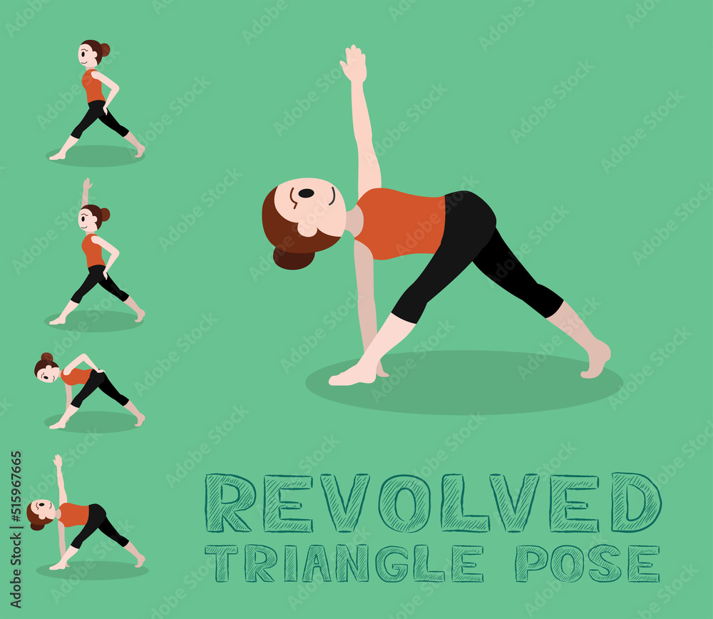 Yoga Tutorial Revolved Triangle Pose Cartoon Vector Illustration Stock ...