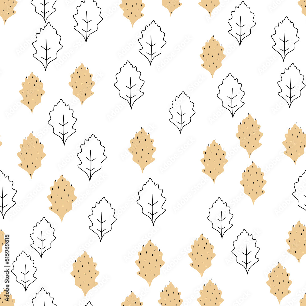 Fall leaf vector illustration. Seamless pattern. Hand drawn colorful ...