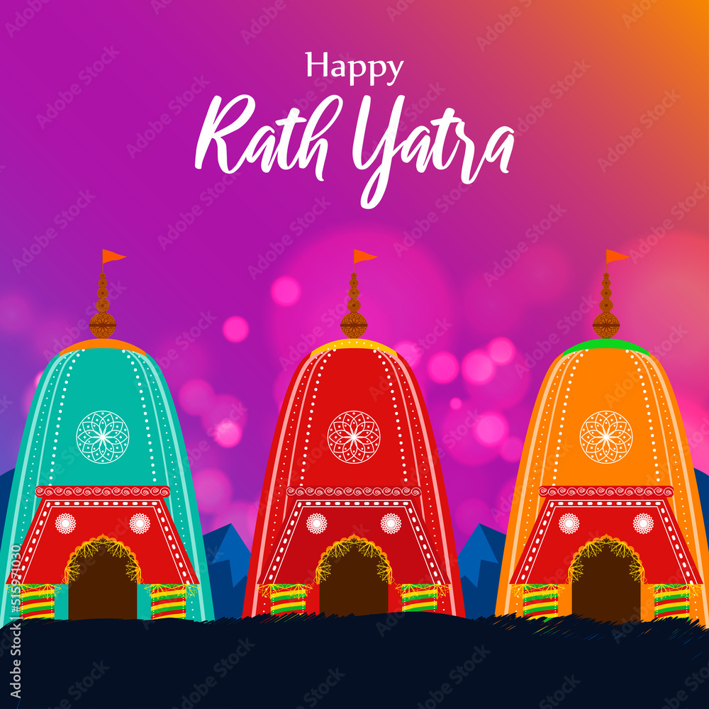vector illustration for Indian festival Rath Yatra means Chariot ...