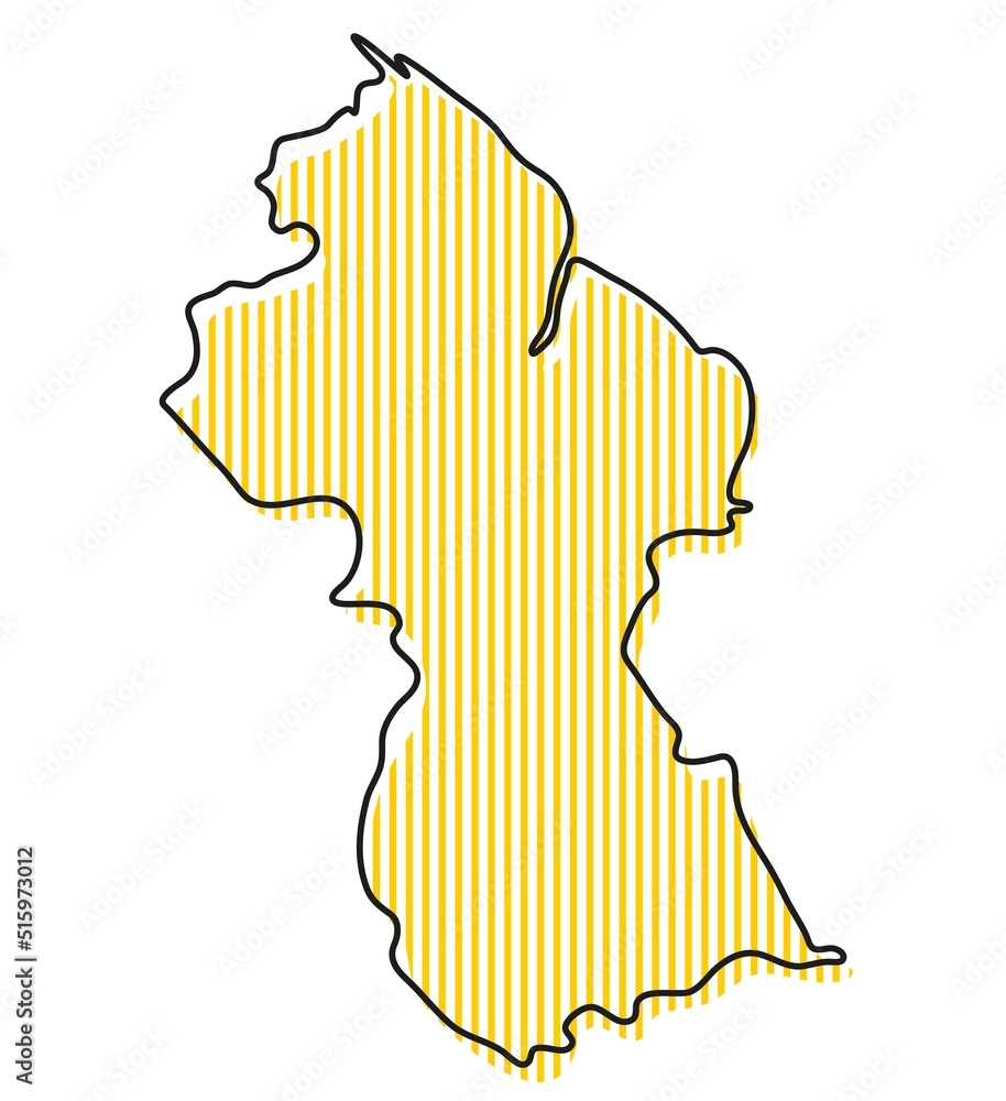 Stylized simple outline map of Guyana icon. Stock Vector | Adobe Stock