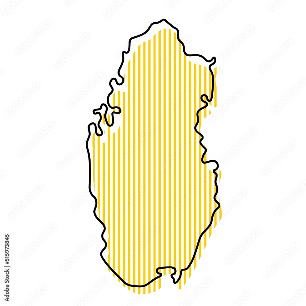 Stylized simple outline map of Qatar icon. Stock Vector | Adobe Stock