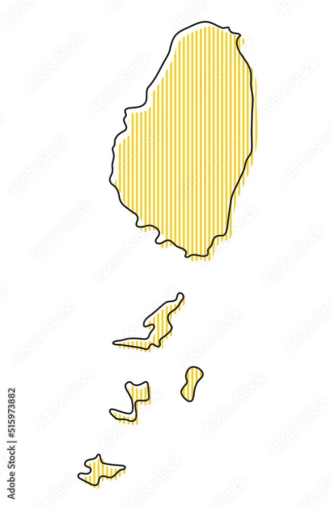 Stylized simple outline map of Saint Vincent and the Grenadines icon ...