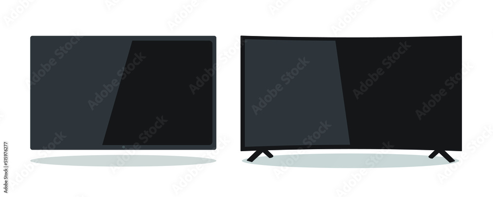 Set realistic modern curved 4k tv screen vector illustration. isolated ...