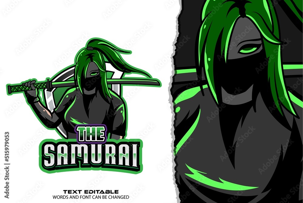 samurai girl esport logo - premium vector Stock Vector | Adobe Stock