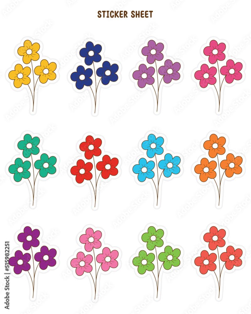 Collection of flower stickers. Bullet journal stickers, planner and ...