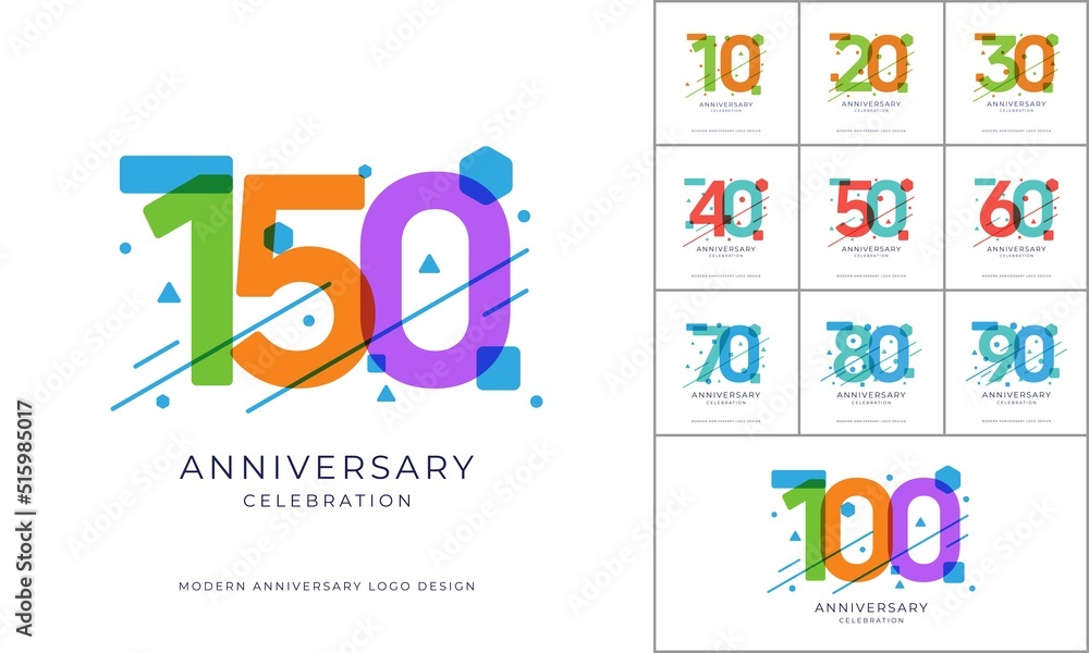 Anniversary Celebration logo set. Anniversary celebration design for ...