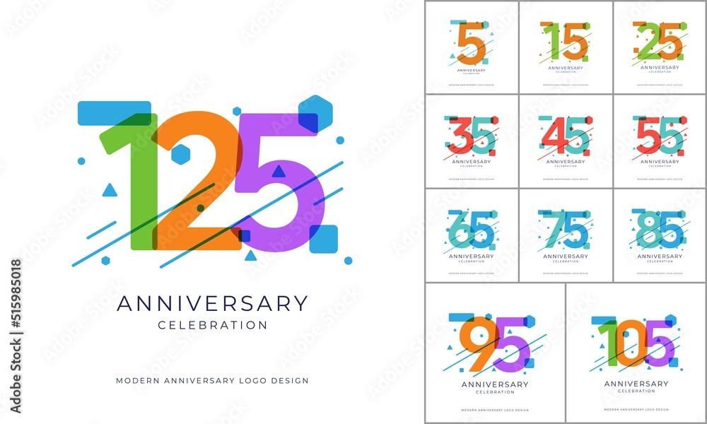 Anniversary Celebration logo set. Anniversary celebration design for ...