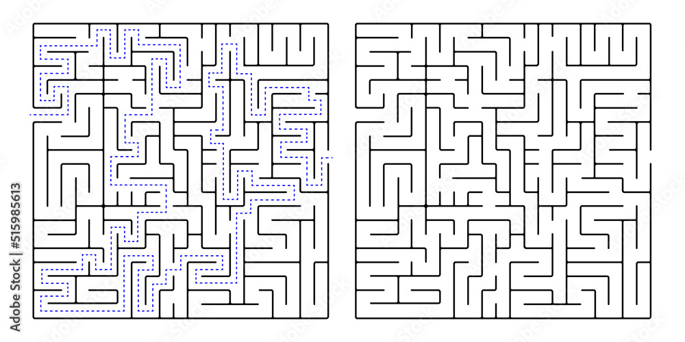 Maze, a simple logic game with labyrinths. Vector maze game. Stock ...