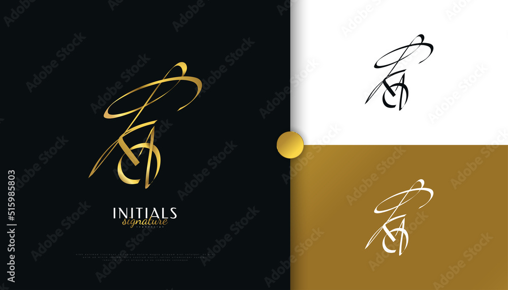 KA Initial Signature Logo Design with Elegant and Minimalist Gold ...