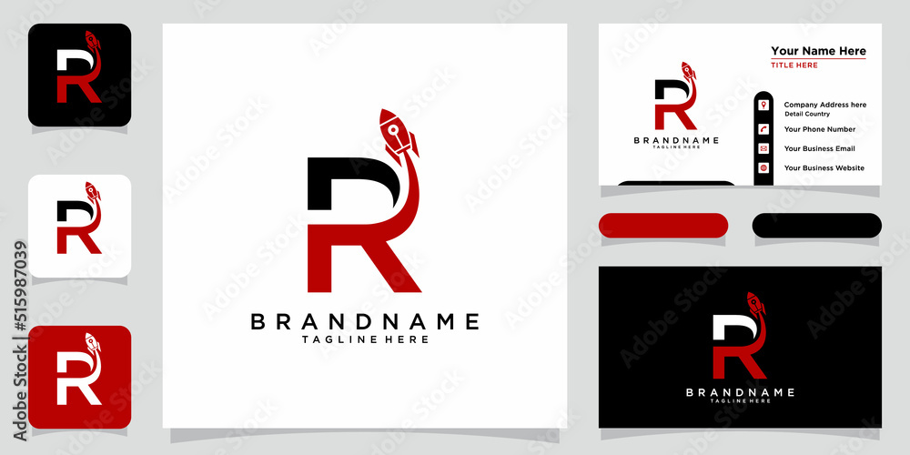 Letter R rocket logo icon vector design template premium vector Stock ...