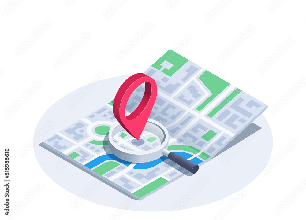 isometric vector illustration isolated on white background, city map ...