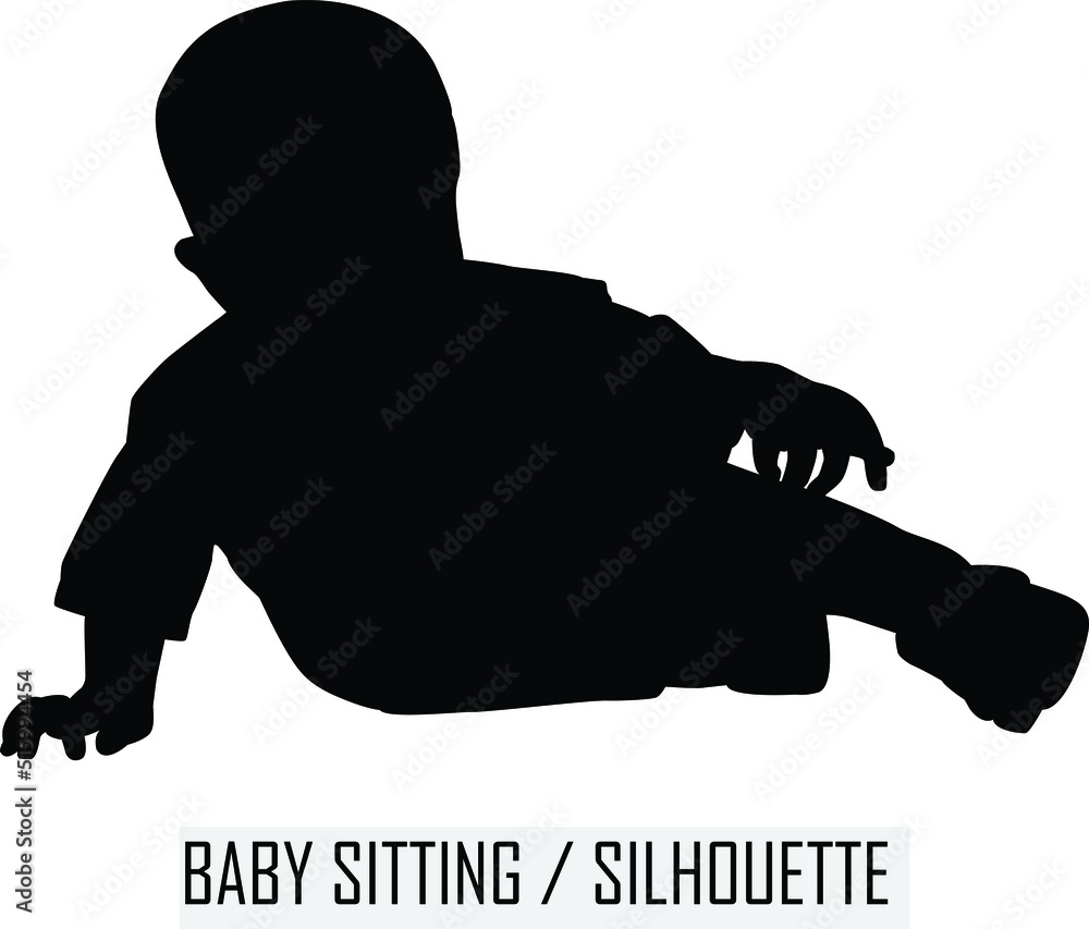 Baby sitting vector silhouette. isolated on white background. Stock ...